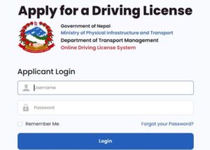 Online Driving License Registration Form Nepal Applydl.dotm.gov.np